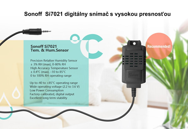 www.sonoff.sk - Komponenty čidlá a senzory - TH Sensor Si7021 - Senzor Teploty a Vlhkosti